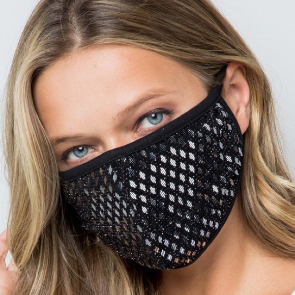 Accessories | Diamond Black Protective Face Mask | Poshmark